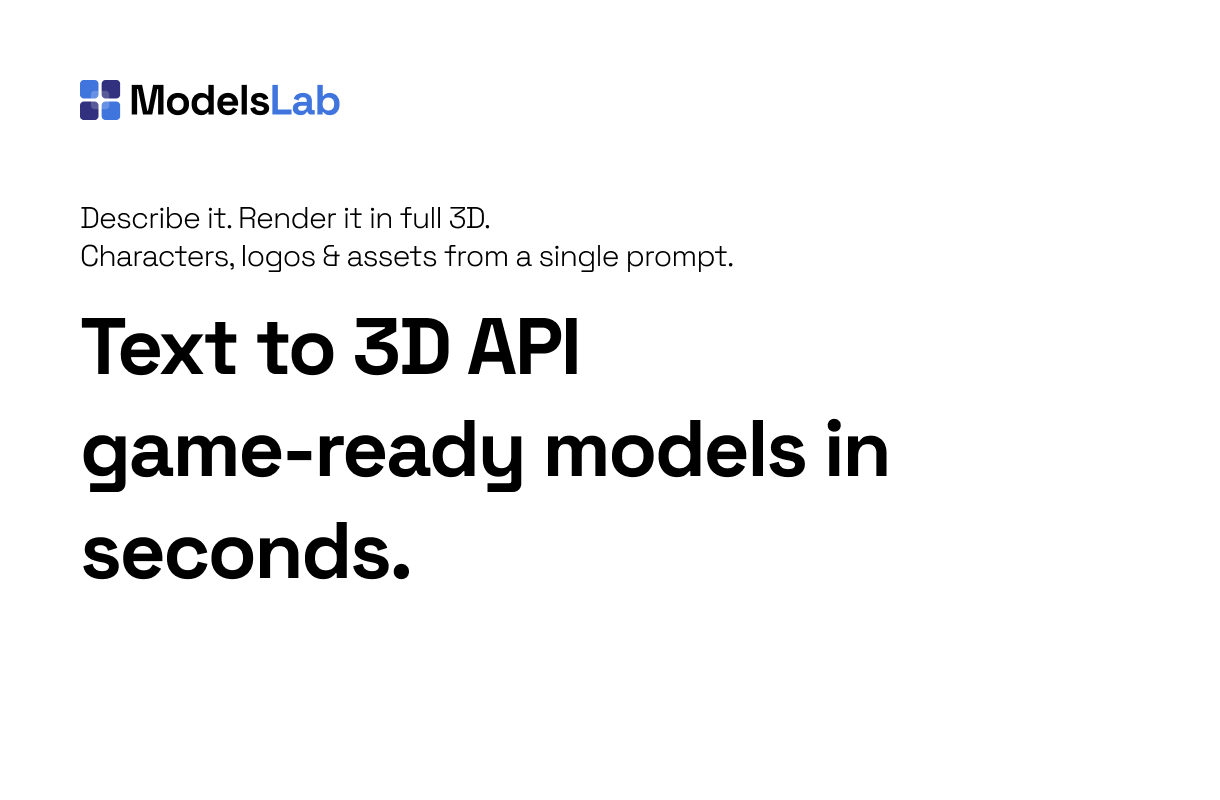 Text-to-3D API - Convert Text to 3D Models with Modelslab